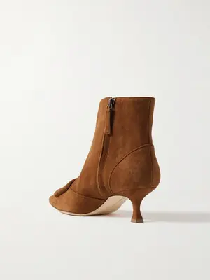 Manolo Blahnik Baylow 50 Buckled Suede Ankle Boots - Brown