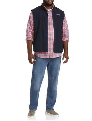 Vineyard Vines Big & Tall Harbor Fleece Vest - Vineyard Navy