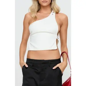Princess Polly Buckled Down One-shoulder Crop Top