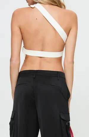 Princess Polly Buckled Down One-shoulder Crop Top