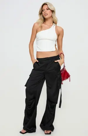 Princess Polly Buckled Down One-shoulder Crop Top