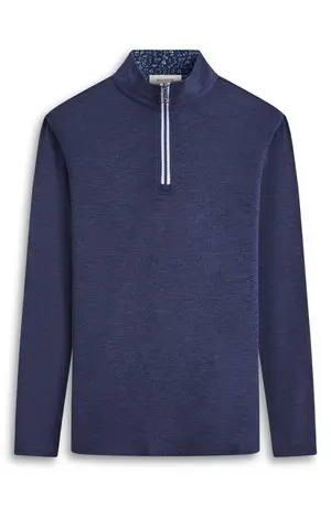 Bugatchi Quarter Zip Performance Pullover - Navy