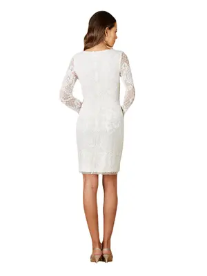 LARA NEW YORK Beaded Lace Mini Dress - Ivory