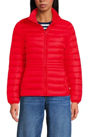 LANDS' END Wanderweight Ultralight Packable Down Jacket Bright Cherry
