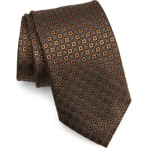Zegna Polka Dot Geo Silk Tie - Vicuna