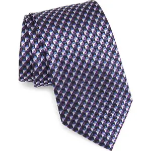 Zegna Large Triangle Silk Tie - Purple
