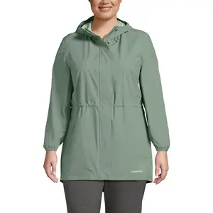 LANDS' END Squall Packable Waterproof Raincoat - Lily Pad Green
