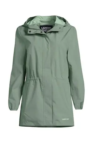 LANDS' END Squall Packable Waterproof Raincoat - Lily Pad Green