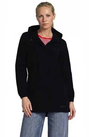 LANDS' END Squall Packable Waterproof Raincoat - Black
