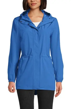 LANDS' END Squall Packable Waterproof Raincoat - Muted Cobalt Blue