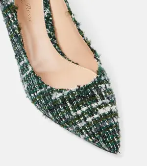 GIANVITO ROSSI 70 Bouclé Pumps - Green