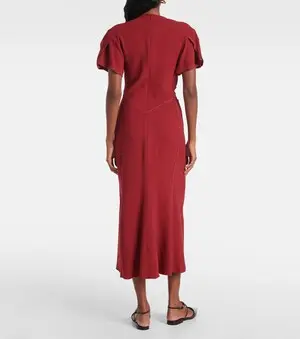 Victoria Beckham Gathered Wool-blend Midi Dress - Red