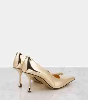 JIMMY CHOO Ixia 80 Mirrored Leather Pumps - Gold