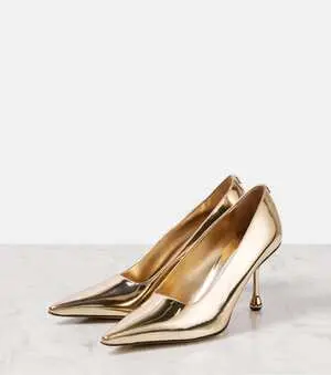 JIMMY CHOO Ixia 80 Mirrored Leather Pumps - Gold