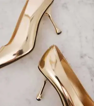 JIMMY CHOO Ixia 80 Mirrored Leather Pumps - Gold
