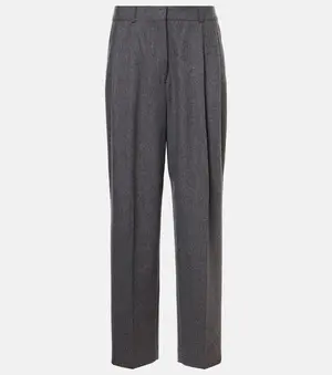 TOTEME Low-rise Wool-blend Flannel Straight Pants - Grey