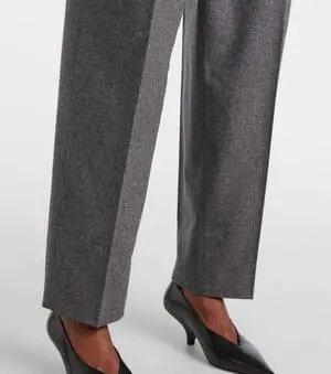 TOTEME Low-rise Wool-blend Flannel Straight Pants