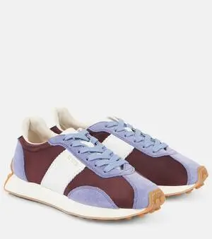 TOD'S T Vintage Suede-trimmed Sneakers - Multicoloured