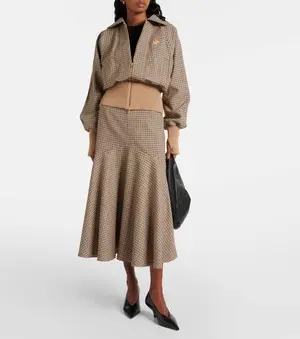 PATOU Houndstooth Wool-blend Flannel Bomber Jacket