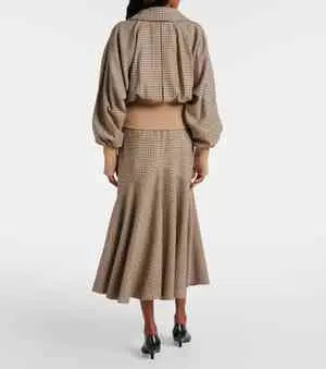 PATOU Houndstooth Wool-blend Flannel Bomber Jacket