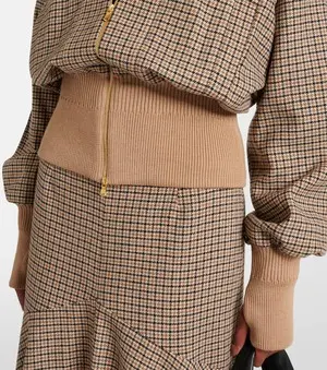 PATOU Houndstooth Wool-blend Flannel Bomber Jacket