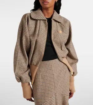 PATOU Houndstooth Wool-blend Flannel Bomber Jacket