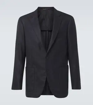 Canali Kei Silk And Cashmere Blazer - Blue