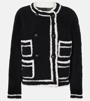 BLANCHA Shearling Double-breasted Jacket - Black