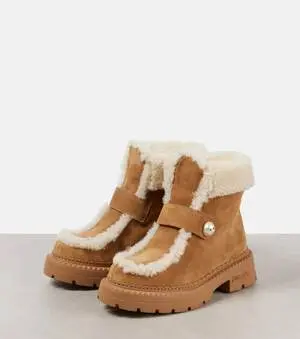 JIMMY CHOO Shea Shearling-lined Ankle Boots - Brown