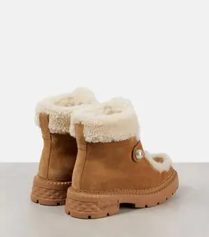 JIMMY CHOO Shea Shearling-lined Ankle Boots - Brown