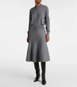 Khaite Odil Knitted Midi Skirt - Grey