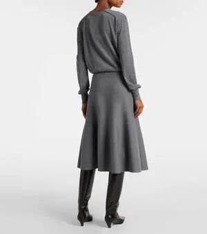 Khaite Odil Knitted Midi Skirt - Grey