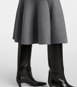 Khaite Odil Knitted Midi Skirt - Grey