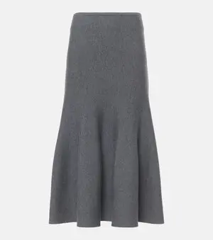 Khaite Odil Knitted Midi Skirt - Grey