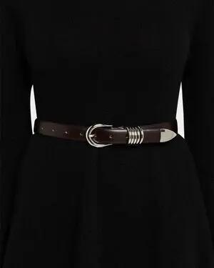 DEHANCHE Dehanche Hollyhock Leather Belt Ivory Silver