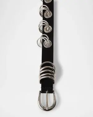 DEHANCHE Revenge Leather Belt - Black Silver