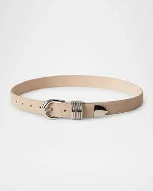 DEHANCHE Hollyhock Suede Belt Papyrus Silver