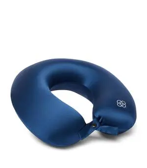 Gingerlily Mulberry Silk-memory Foam Neck Travel Pillow - Navy
