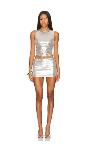 Superdown Zariah Metallic Skirt Set