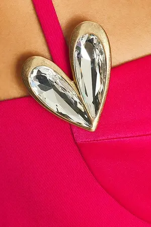 AREA Crystal Heart Mini Dress