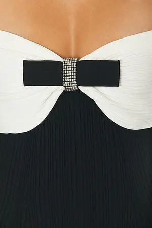 SELF-PORTRAIT Knit Bow Mini Dress