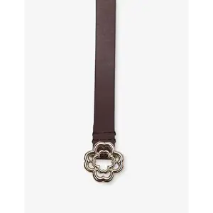 Maje Leather Belt With Logo Buckle - Dark Brown