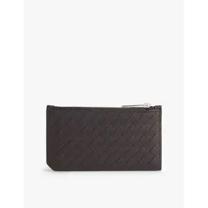 Bottega Veneta Intrecciato Zip Leather Card Holder - Fondant-silver