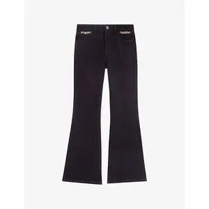 Maje Chain-embellished Flared Stretch-denim Jeans