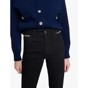 Maje Chain-embellished Flared Stretch-denim Jeans