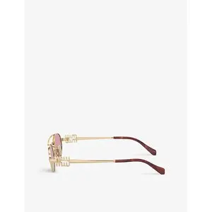 Miu Miu Mu 54zs Oval-frame Sunglasses - Gold