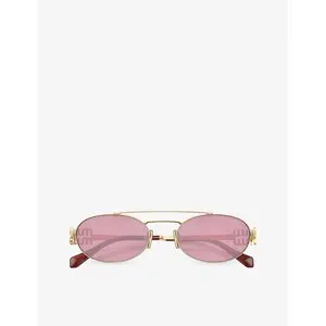 Miu Miu Mu 54zs Oval-frame Sunglasses - Gold