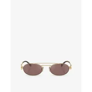 Miu Miu Oval-frame Metal Sunglasses - Gold
