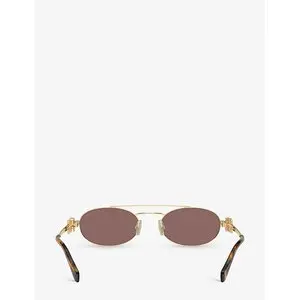 Miu Miu Mu 54zs Oval-frame Sunglasses - Gold