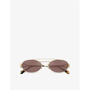 Miu Miu Mu 54zs Oval-frame Sunglasses - Gold